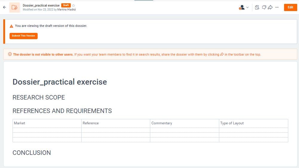 Training module D - Answers: How to work with the DOSSIERS
