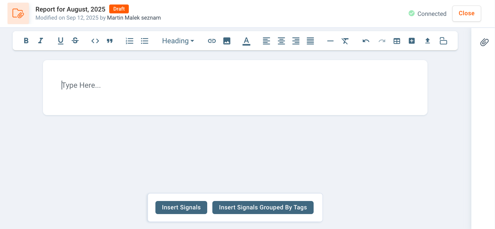 How to create a report from Signals